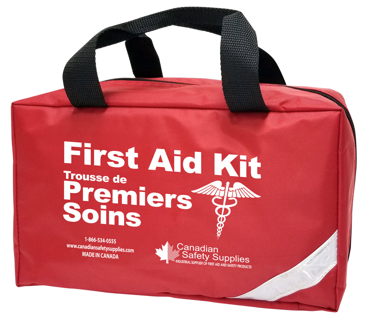 Empty First Aid Kit Nylon Bag - 10" x 3.25" x 5.75" with Canadian Safe
