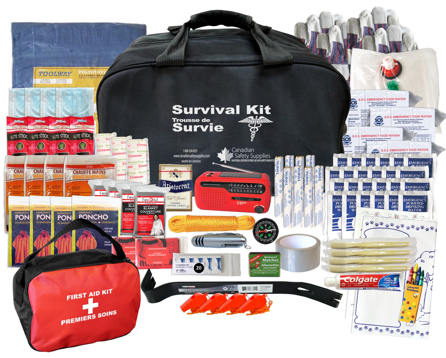Deluxe 4 Person 72 Hour Emergency Survival Kit with Water