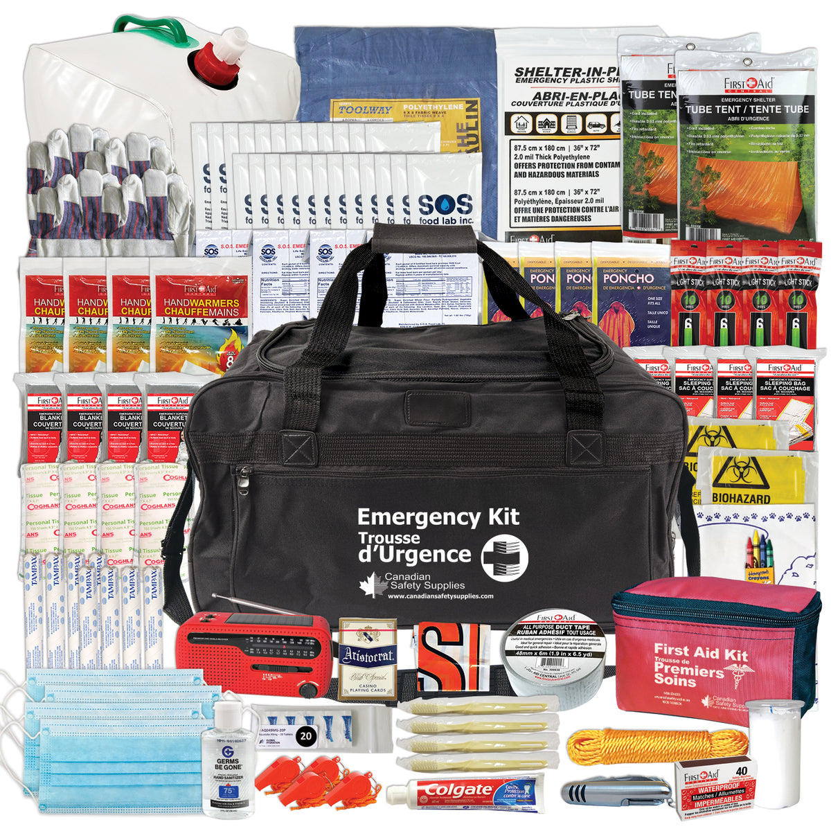 Deluxe 4 Person 72 Hour Emergency Survival Kit with Water | Canadian ...